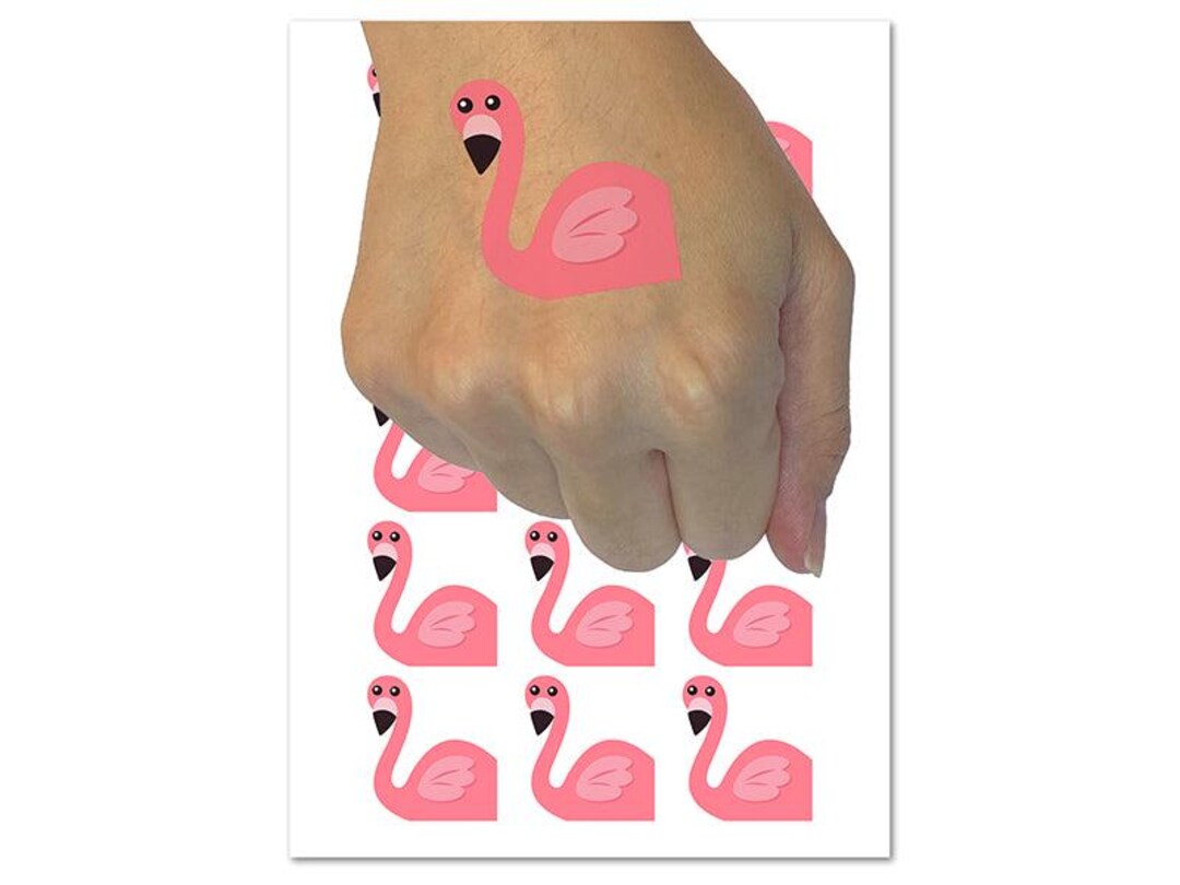 Peeking Flamingo Temporary Tattoo Water Resistant Fake Body Art Set ...