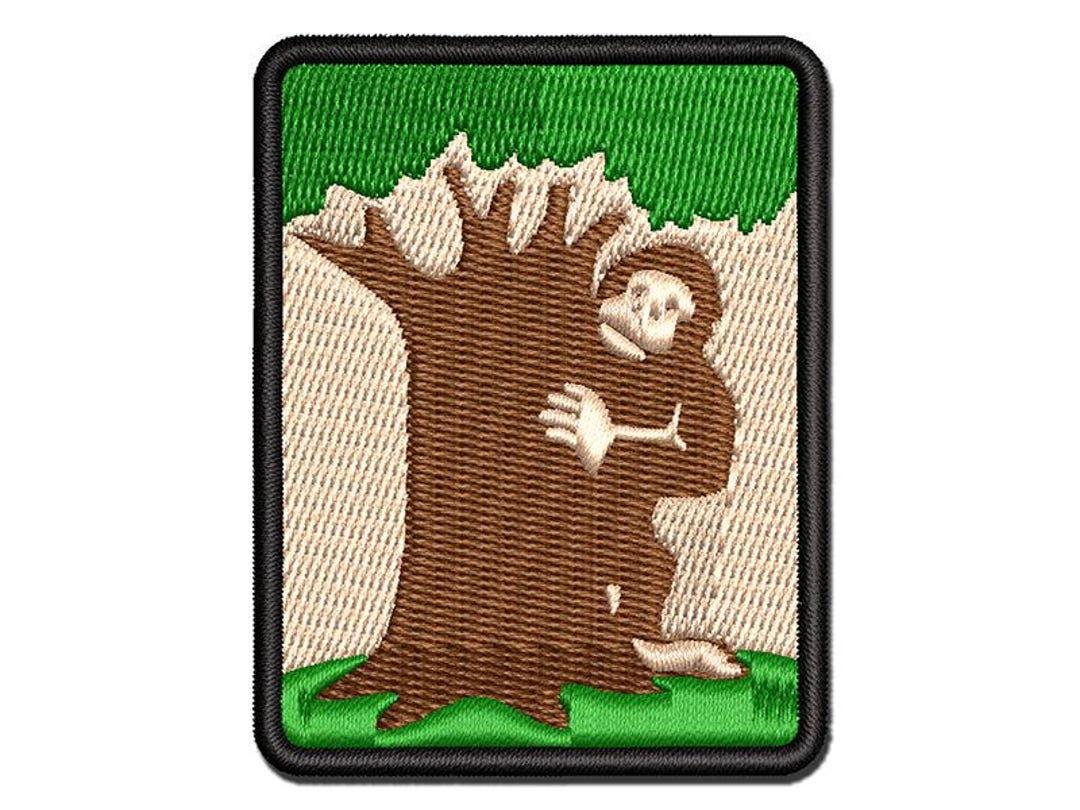 Bigfoot Sasquatch Hiding Behind Tree Multi-color Embroidered Iron-on or ...