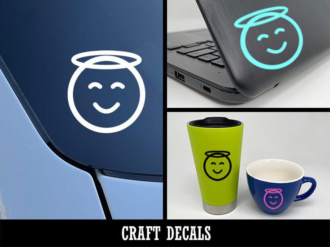 Angel Face Halo Emoticon Craft Vinyl Indoor Outdoor Decal Sticker for ...
