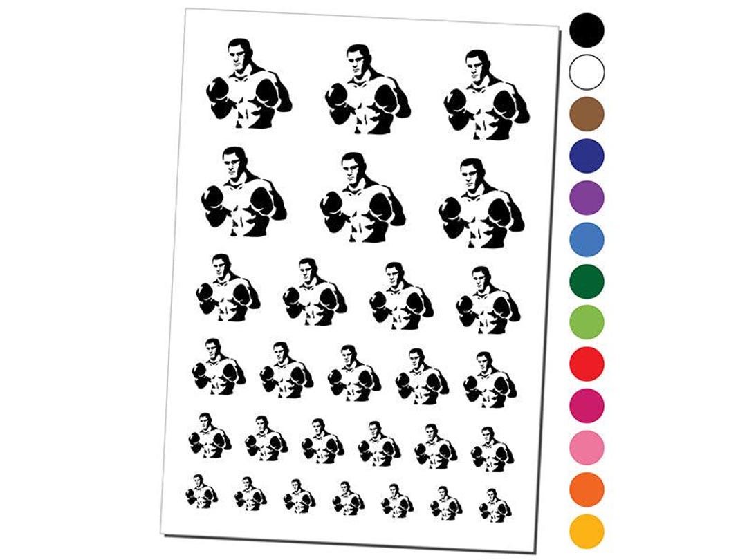 Boxer Man With Boxing Gloves Pugilist Temporary Tattoo Water Resistant ...