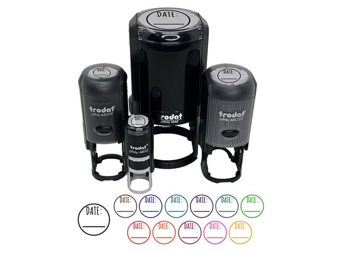 Date Fill-in Circle Self-inking Rubber Stamp Ink Stamper for Stamping ...