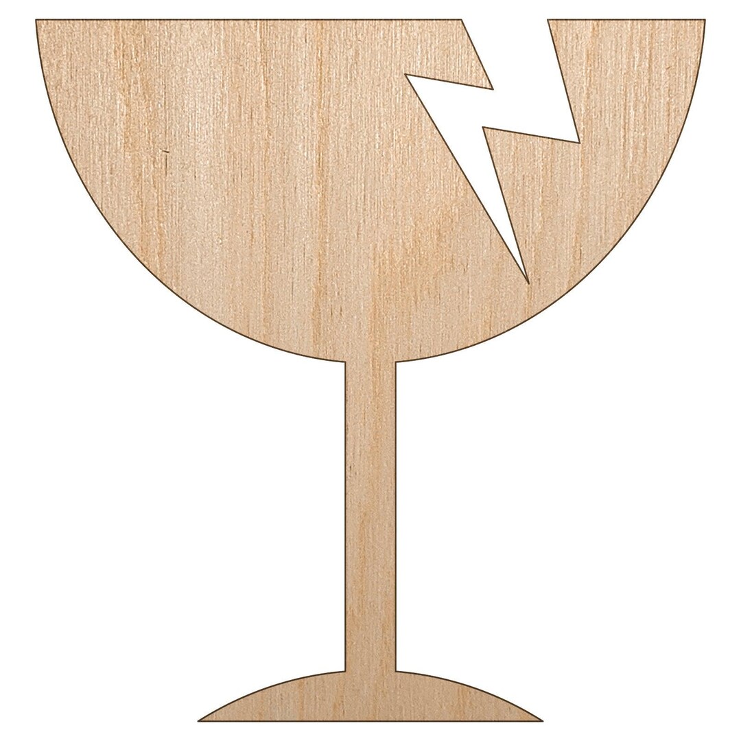 Fragile Glass Icon Unfinished Wood Shape Piece Cutout for DIY Craft ...