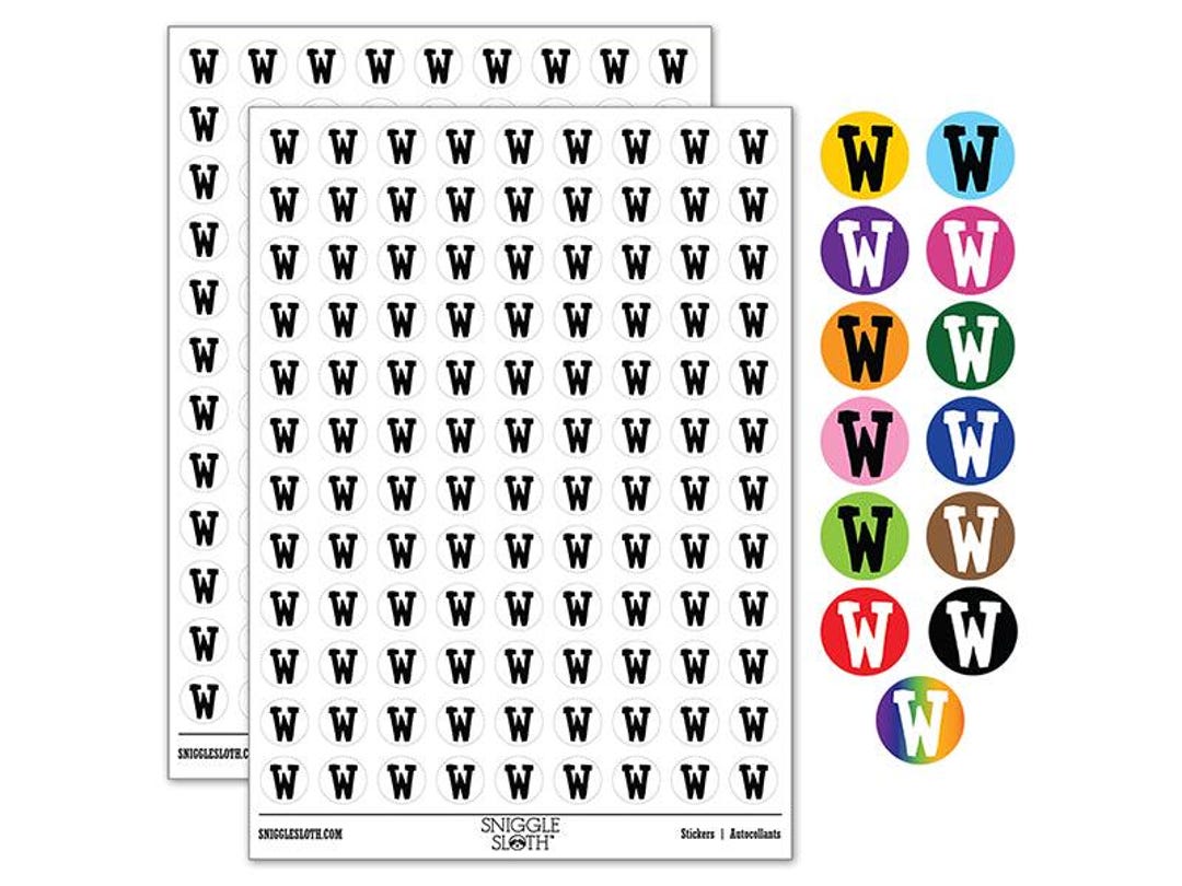Letter W Uppercase Cute Typewriter Font 200+ 0.50 Inch Round Stickers ...