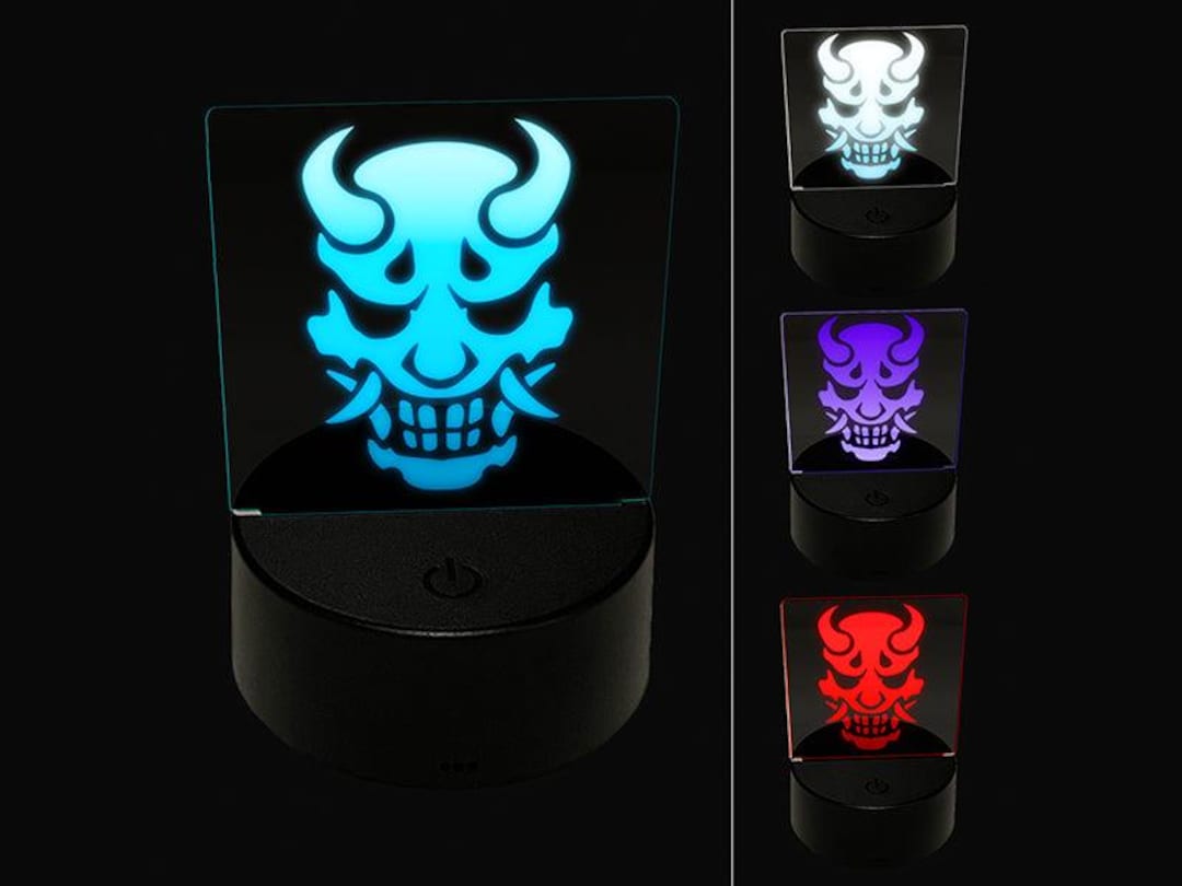 Oni Japanese Demon Mask 3D Illusion LED Night Light Sign Nightstand ...