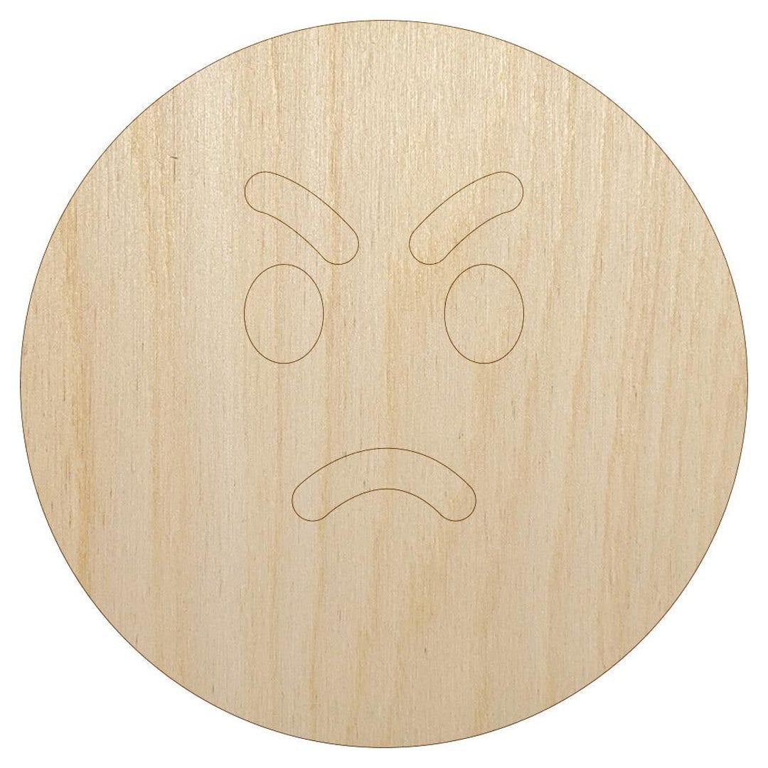 Angry Mad Face Emoticon Unfinished Wood Shape Piece Cutout for DIY ...