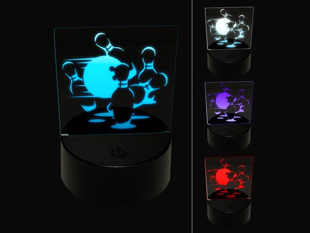 Bowling Ball Knocking Over Bowling Pins 3D Illusion LED Night Light ...