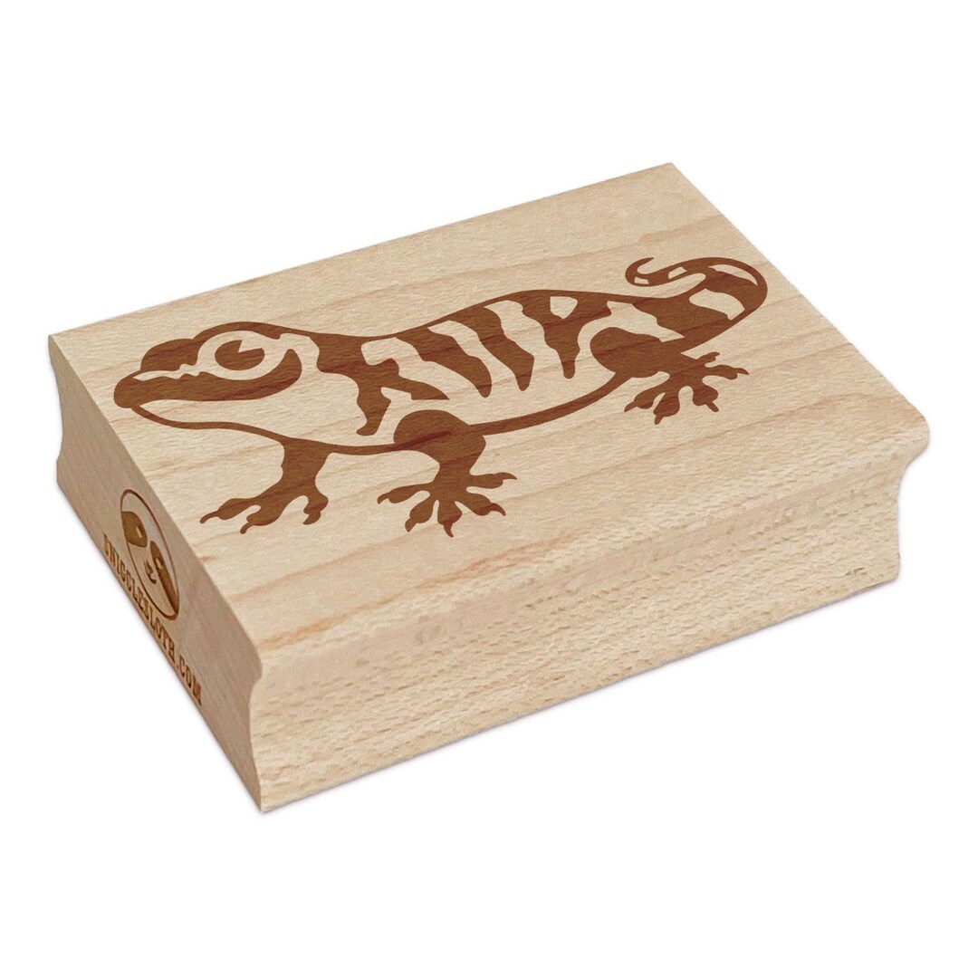 Cute Striped Gecko Lizard Reptile Rectangle Rubber Stamp for Stamping ...