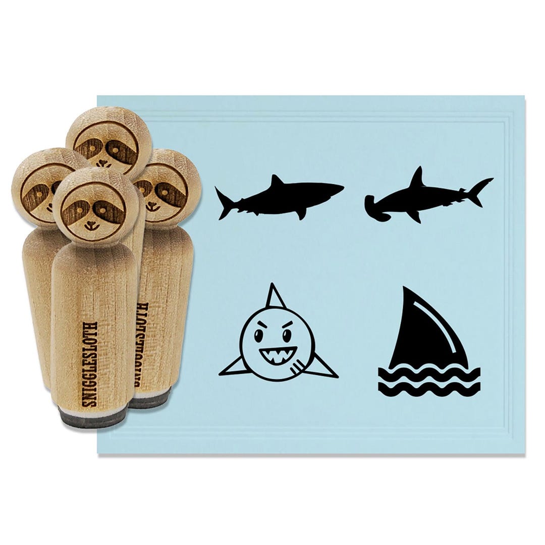 Sharks Hammerhead Fin Doodle Rubber Stamp Set for Stamping Crafting ...