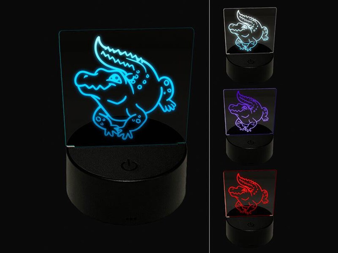 Crocodile Alligator Cute 3D Illusion LED Night Light Sign Nightstand ...