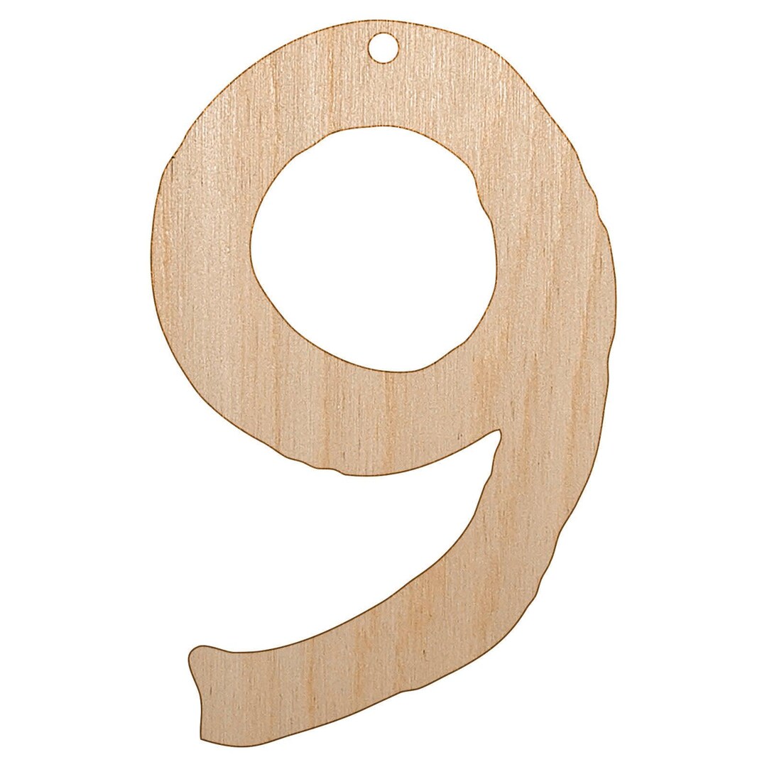 Number 9 Nine Cute Typewriter Font Unfinished Craft Wood Holiday ...