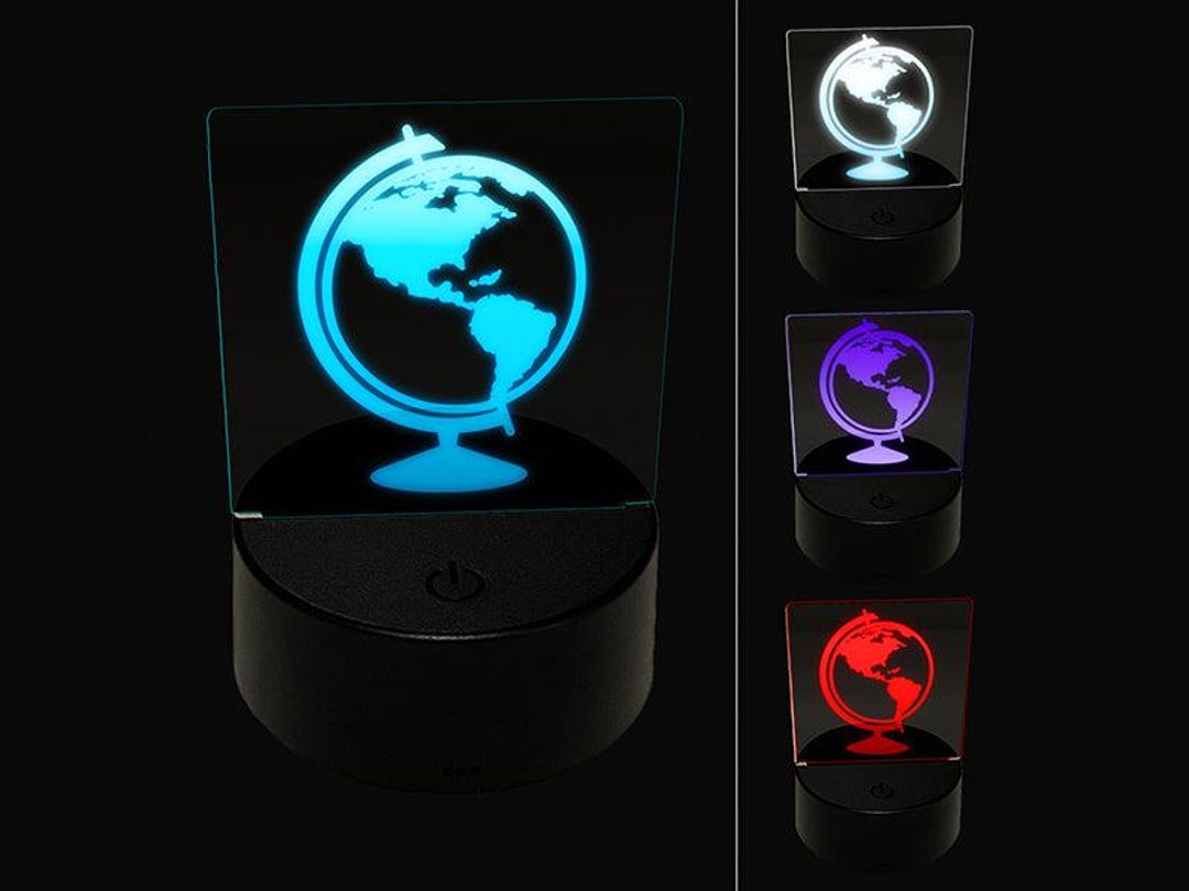 Explorer World Globe of Planet Earth 3D Illusion LED Night Light Sign ...