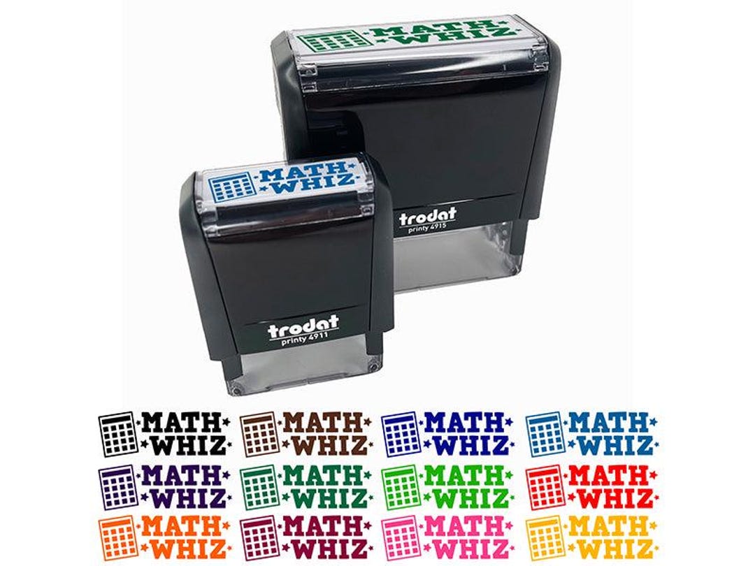 Math Whiz Calculator Teacher Student School Self-inking Rubber Stamp ...