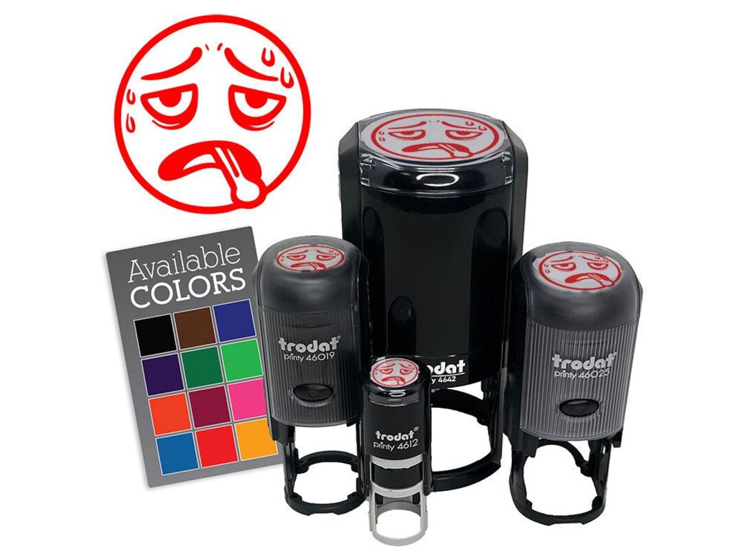 Sick Face Cold Sweat Thermometer Self-inking Rubber Stamp for Stamping ...