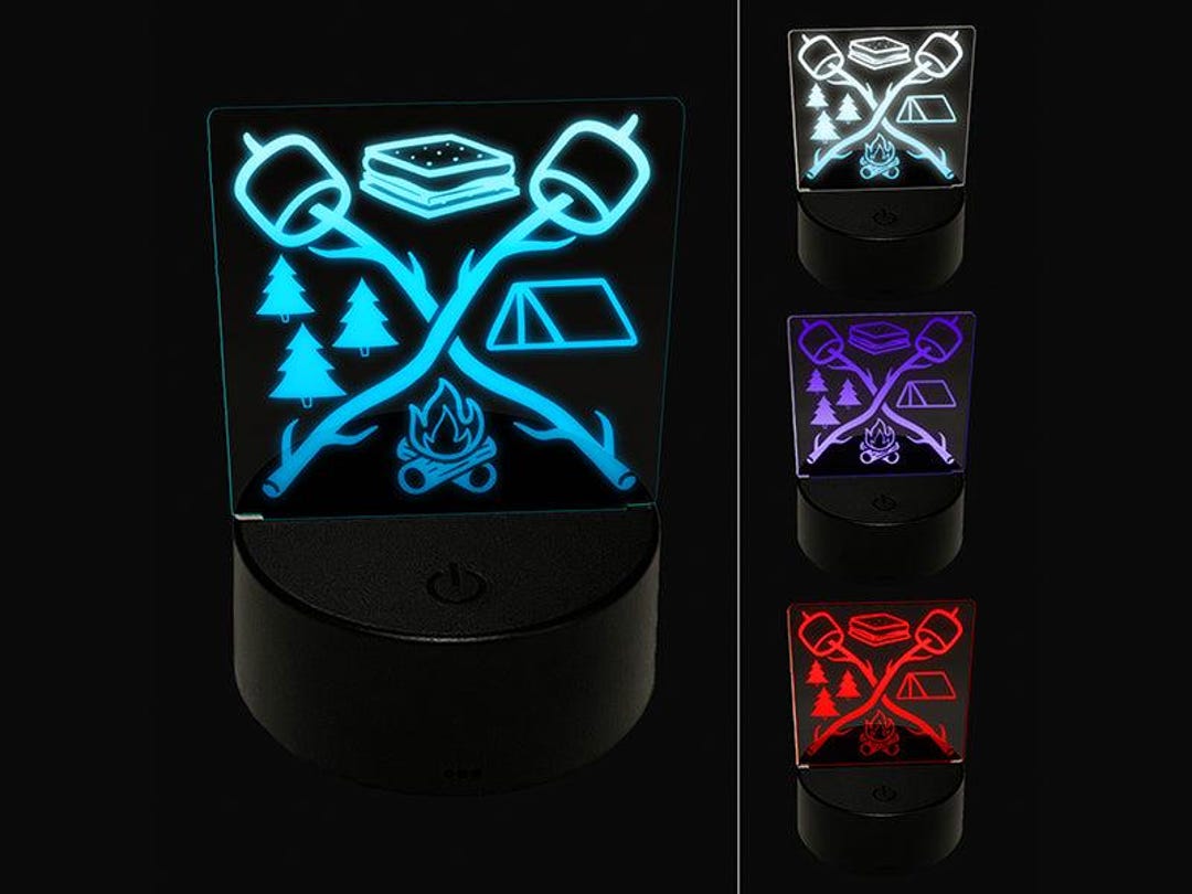 Camping S'mores Campfire Tent Marshmallows 3D Illusion LED Night Light ...