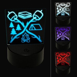 Camping S'mores Campfire Tent Marshmallows 3D Illusion LED Night Light ...