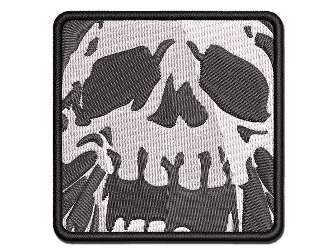 Negative Skull Spooky Bone Face Halloween Multi-color Embroidered Iron ...