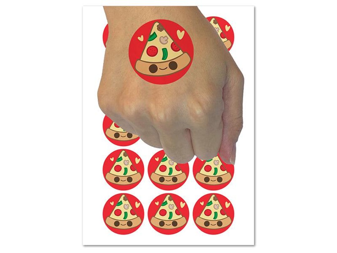 Deliciously Kawaii Chibi Pizza Slice Temporary Tattoo Water Resistant ...