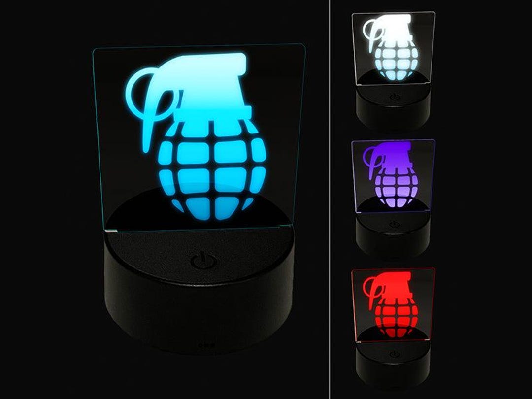 Cartoon Hand Grenade 3D Illusion LED Night Light Sign Nightstand Desk ...