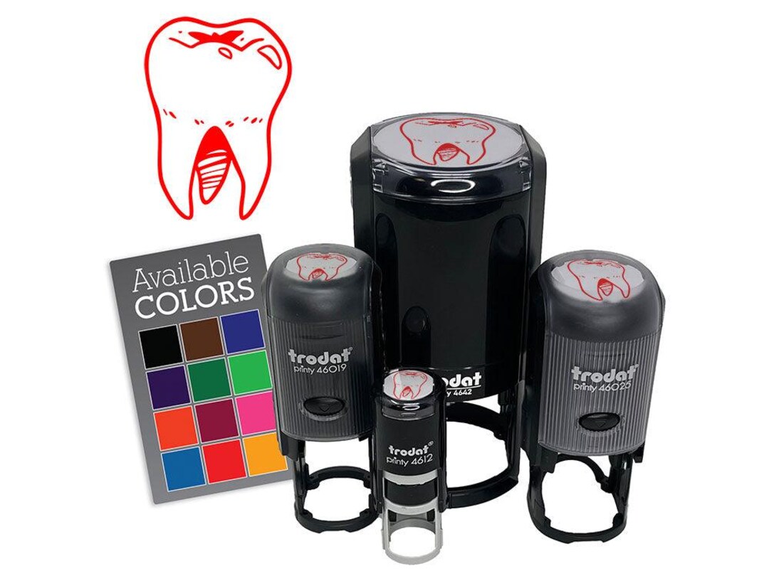 Realistic Tooth Molar Sparkling Clean Dental Self-inking Rubber Stamp ...