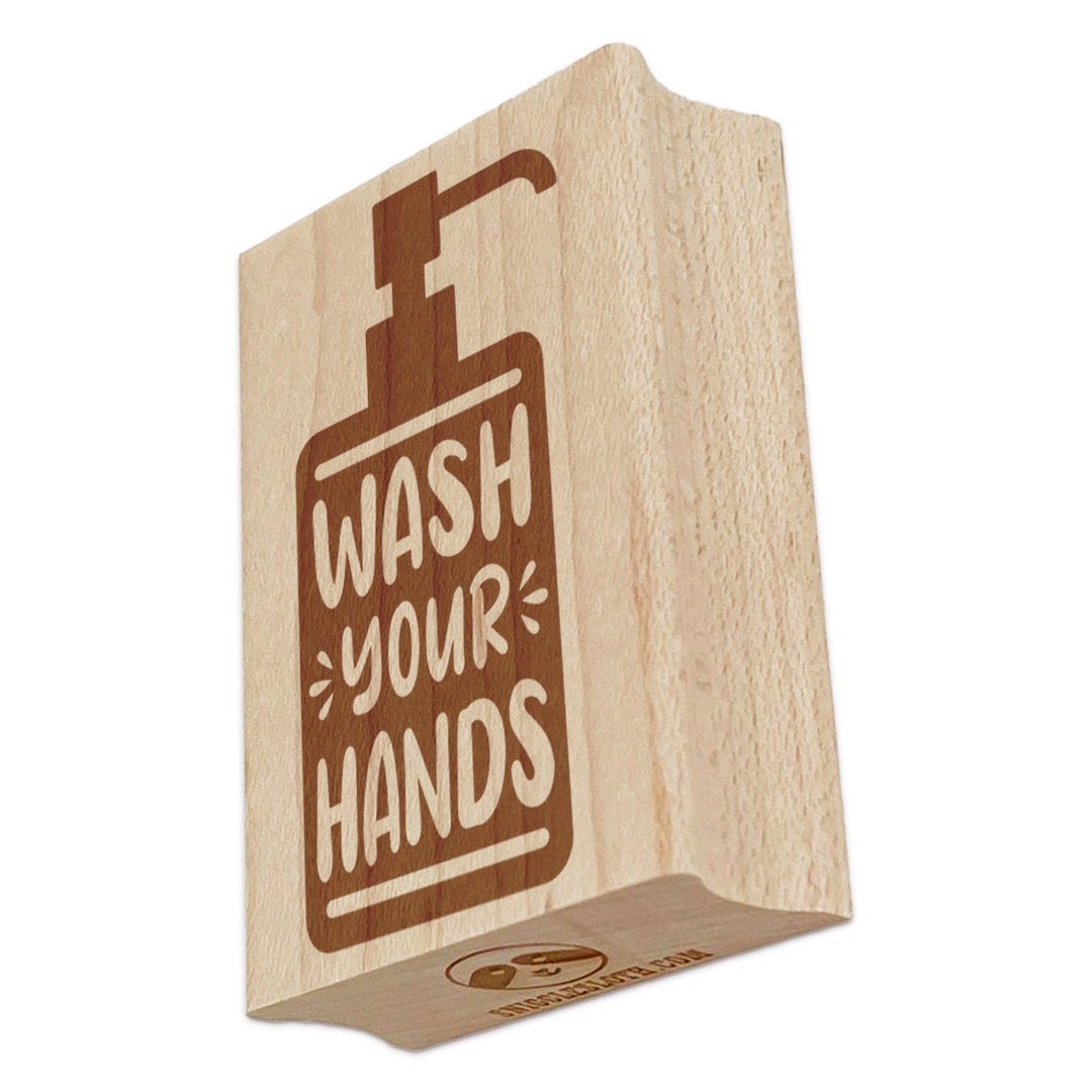 Wash Your Hands Soap Sanitizer Rectangle Rubber Stamp for Stamping ...