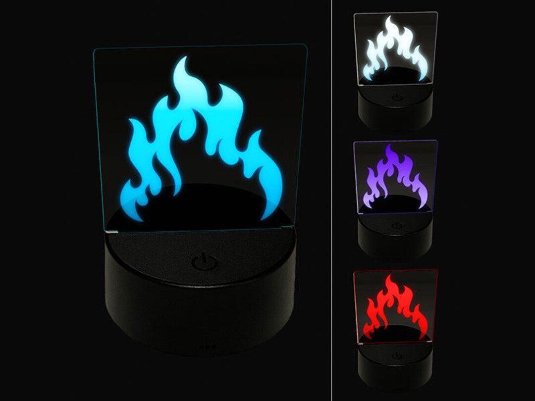 Fire Flame Burning 3D Illusion LED Night Light Sign Nightstand Desk ...