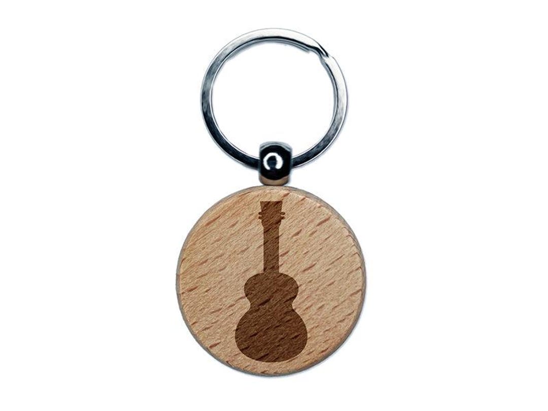 Ukulele Solid Engraved Wood Round Keychain Tag Charm - Etsy