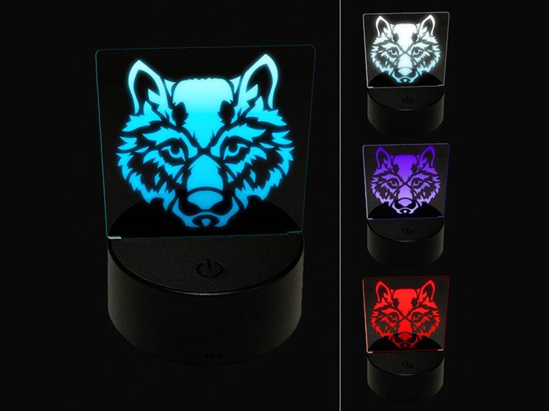 Wild Tribal Wolf Head 3D Illusion LED Night Light Sign Nightstand Desk ...