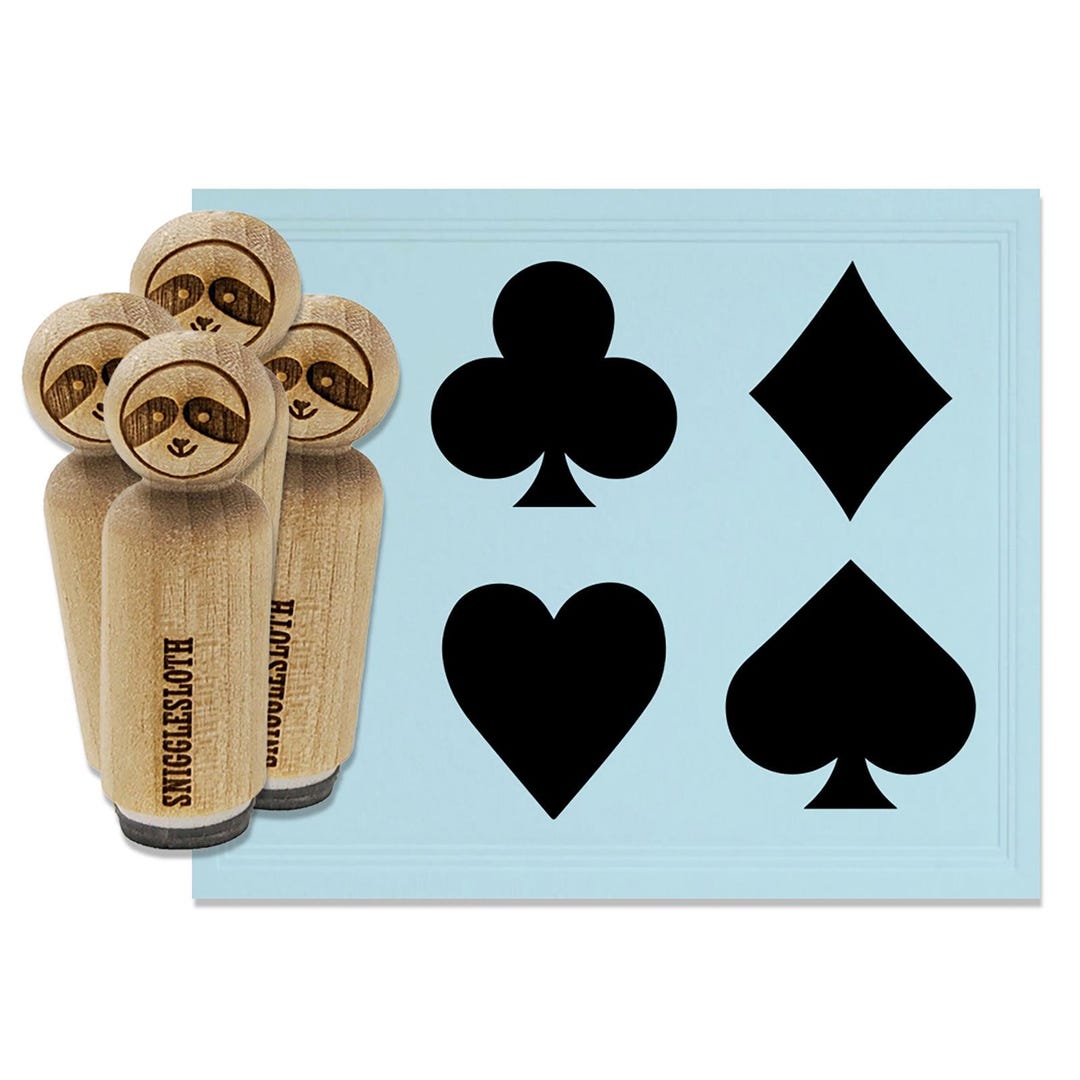 Playing Card Suit Symbols Clubs Diamonds Hearts Spades Rubber Stamp Set ...