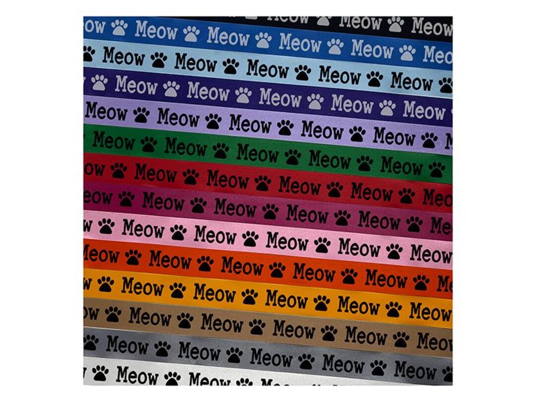 Meow Cat Fun Text Satin Ribbon for Bows Gift Wrapping DIY Craft ...