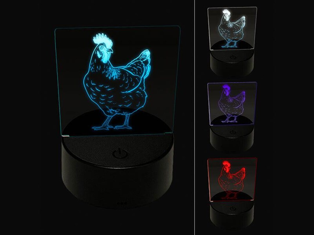 Curious Hen Chicken 3D Illusion LED Night Light Sign Nightstand Desk ...