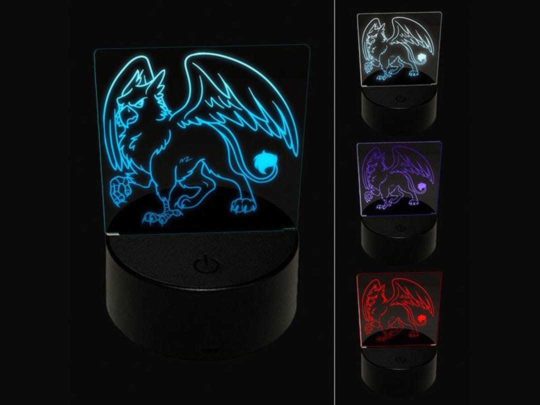 Gryphon Griffin Mythical Creature 3D Illusion LED Night Light Sign ...