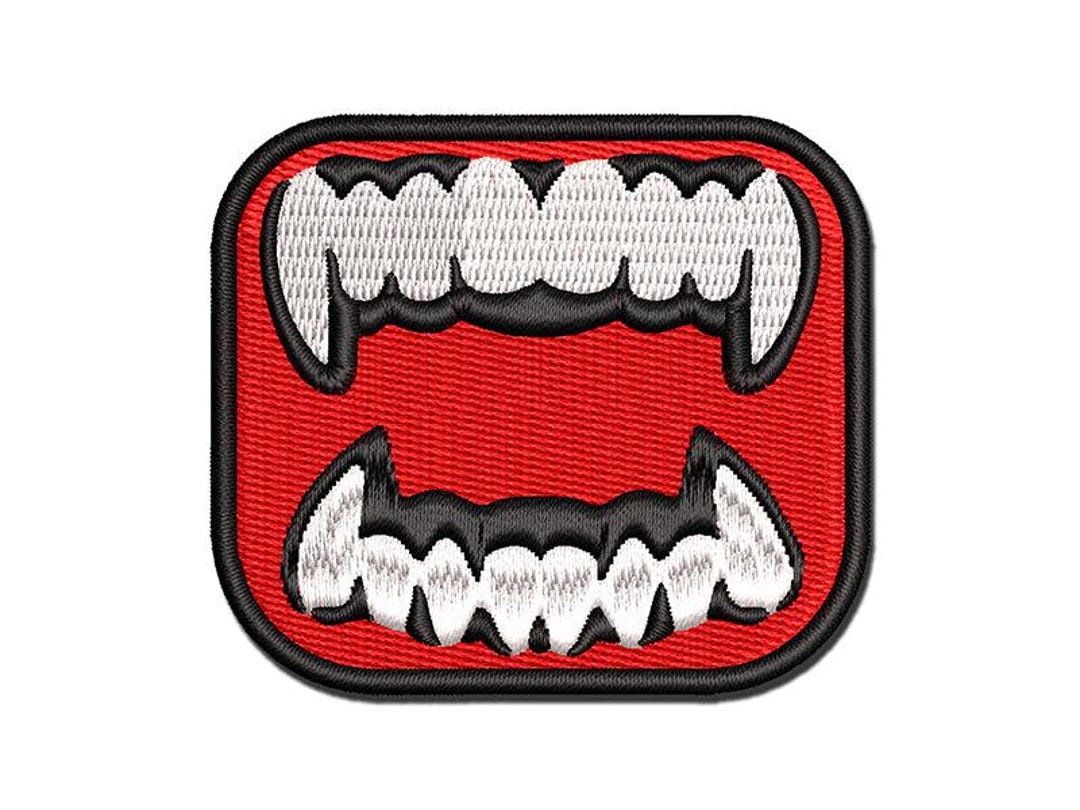 Vampire Teeth Fangs Jaws Mouth Halloween Multi-color Embroidered Iron ...