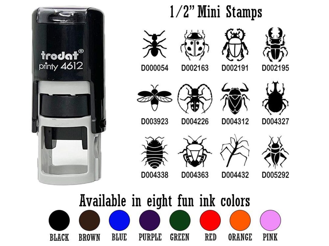 Bugs Beetles Insects 1/2" Self-inking Rubber Stamp Ink Stamper. - Etsy