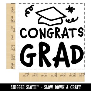 Congrats Grad Graduate Congratulations Square Rubber Stamp for Stamping ...