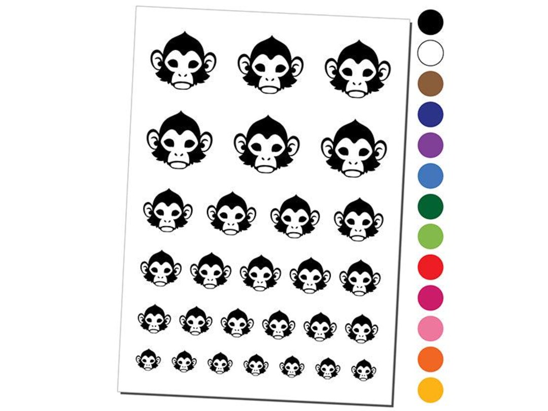 Capuchin Monkey Head Temporary Tattoo Water Resistant Fake Body Art Set ...