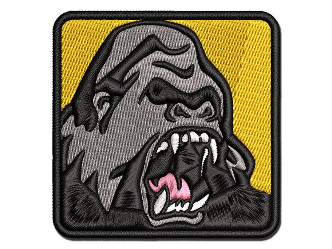 Angry Roaring Silverback Gorilla Multi-color Embroidered Iron-on or ...