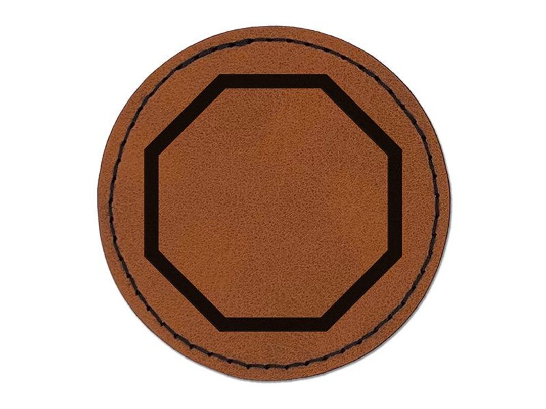 Octagon Border Outline Round Iron-on Engraved Faux Leather Patch Applique 2.5 - Etsy