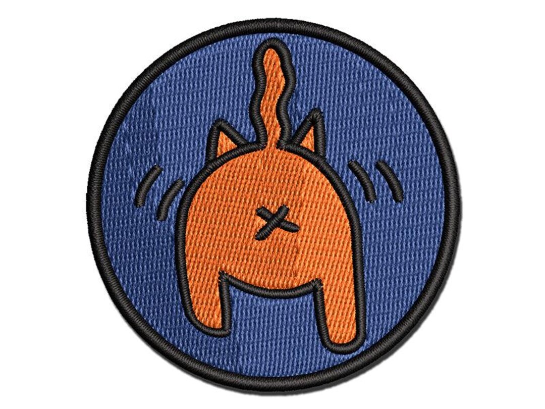 Cat Butt Doodle Multi-color Embroidered Iron-on or Hook & Loop Patch ...