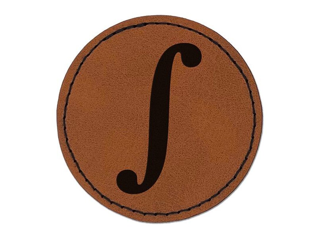 Integral Math Symbol Round Iron-on Engraved Faux Leather Patch Applique ...
