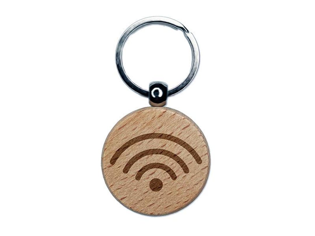 Internet Wifi Symbol Engraved Wood Round Keychain Tag Charm - Etsy