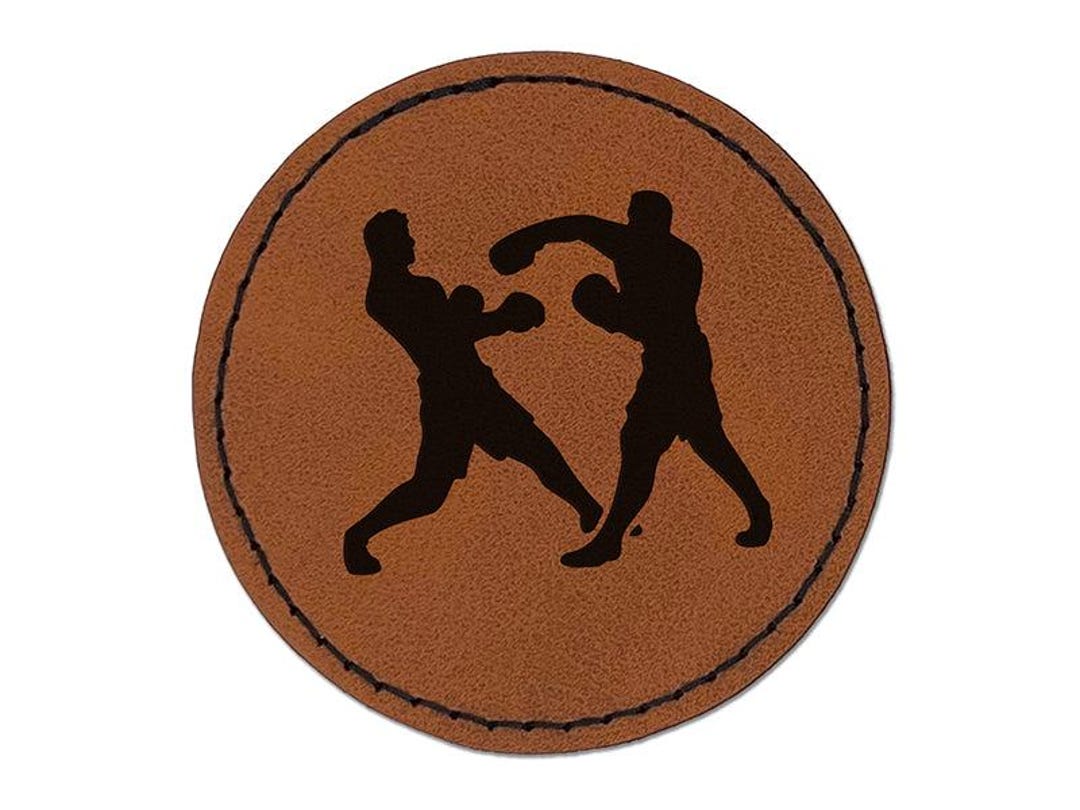 Boxers Boxing Fighting Punch Dodge Round Iron-on Engraved Faux Leather ...