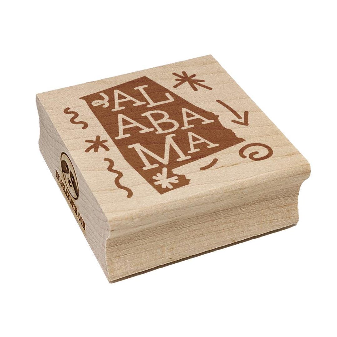 Alabama State With Text Swirls Square Rubber Stamp for Stamping ...