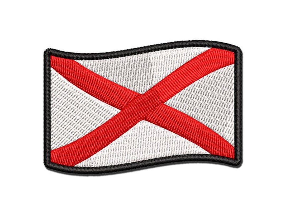 Alabama With Waving Flag Cute Multi-color Embroidered Iron-on or Hook ...