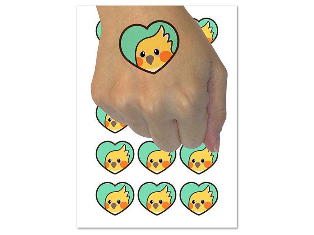 Cockatiel Bird Inside of Heart Temporary Tattoo Water Resistant Fake ...