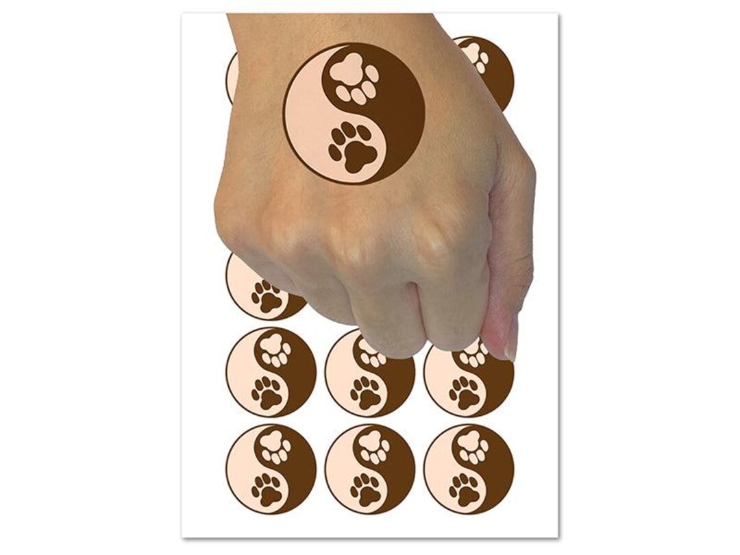 Paw Prints Yin Yang Cat Dog Temporary Tattoo Water Resistant Fake Body ...