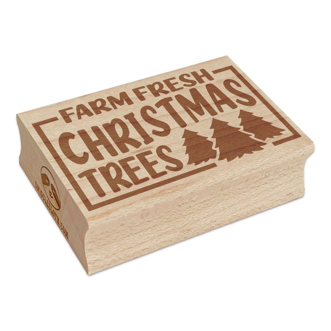 Farm Fresh Christmas Trees Rectangle Rubber Stamp for Stamping Crafting ...