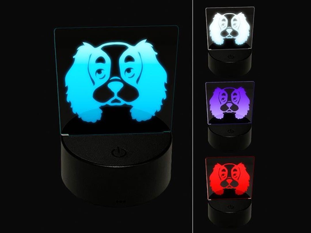 Cartoon Cavalier King Charles Spaniel Head 3D Illusion LED Night Light ...