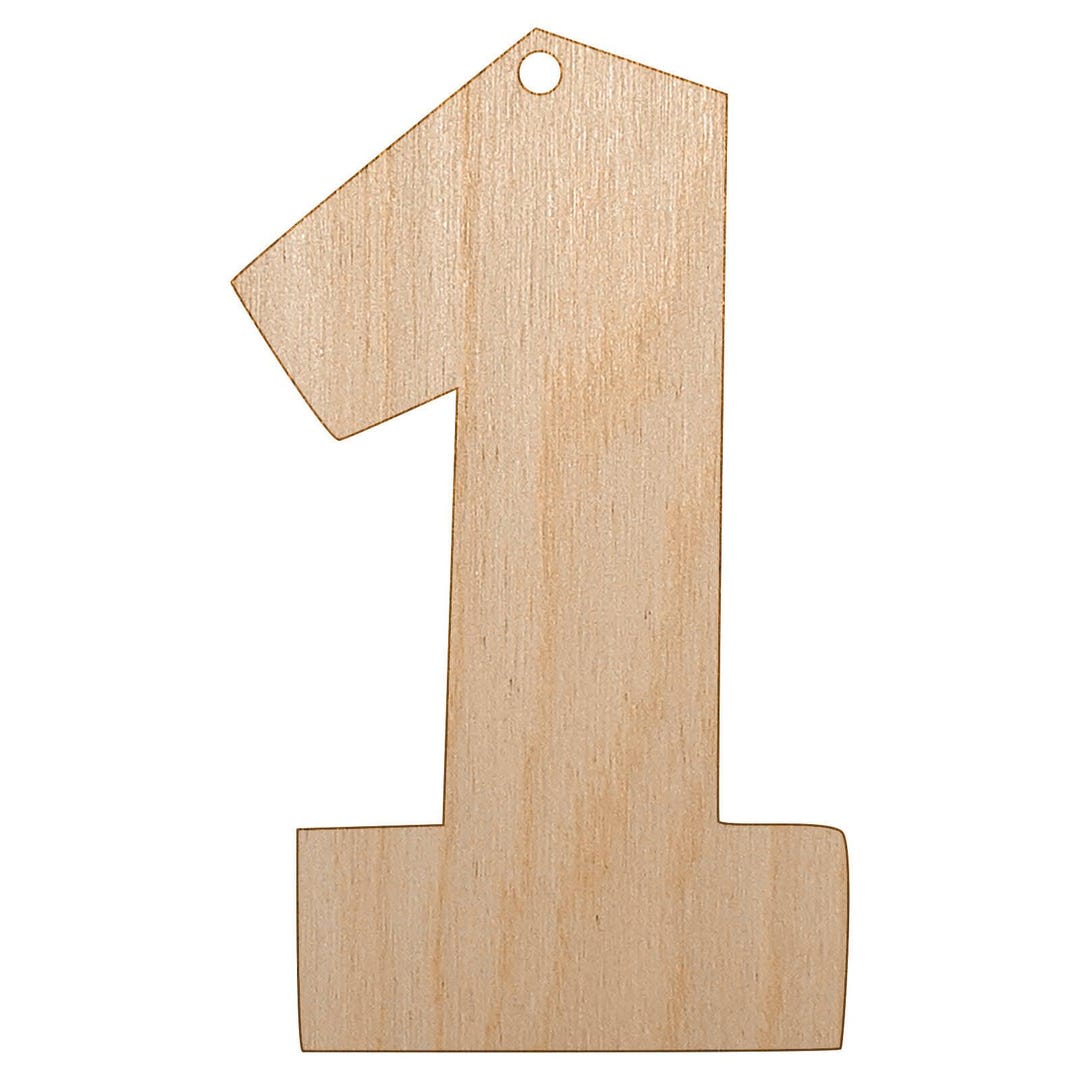 Number 1 One Fun Bold Font Unfinished Craft Wood Holiday Christmas Tree ...