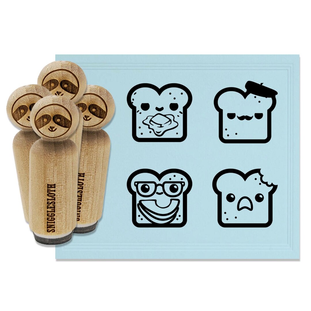 Kawaii Toast French Buttered Shocked Hipster Avocado Rubber Stamp Set ...