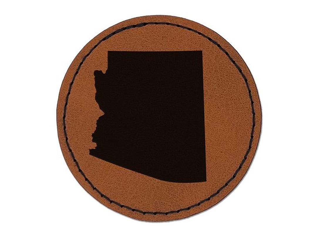 Arizona State Silhouette Round Iron-on Engraved Faux Leather Patch ...